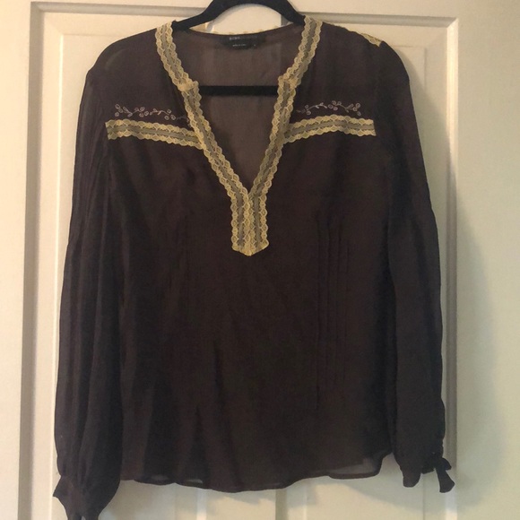 BCBGMaxAzria | Tops | Bcbg Maxazria Sheer Brown Top | Poshmark